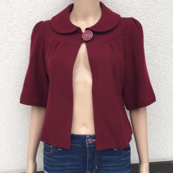 Fossil | Tops | Fossil Top Blazer Peter Pan Collar Cardigan | Poshmark